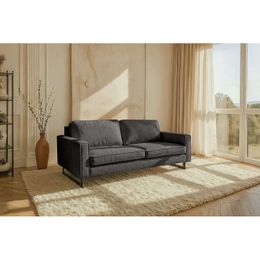 Home Affaire 3-Sitzer &raquo;Maxi-Ausf&uuml;hrung Pinto, 236 cm, Cord, Chenille, Lederoptik&laquo; mit Keder, schwarze Metallf&uuml;&szlig;e, Wellenunterfederung 100% Polyester