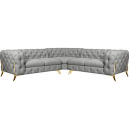 Home Affaire Chesterfield-Sofa &raquo;Amaury L-Form&laquo; Chesterfield-Optik, Breite/Tiefe je 262 cm, Fu&szlig;farbe w&auml;hlbar silber Struktur (100% Polyester);Samtoptik