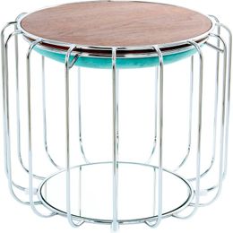 Kayoom Beistelltisch &raquo;Pouf Comfortable 110, abnehmbares und wendbares Oberteil&laquo; 1 Stk. tlg. praktisch umzuwandeln in Tisch oder Hocker, mit Spiegelglas gr&uuml;n 