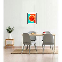 queence Bild &raquo;Nils&laquo; Essen Figuren Kunst Lebensmittel Obst Obst Bilder 1 Stk. tlg. HD Premium Poster-Druck inkl. Holzrahmen orange Acrylglas, Holz, 