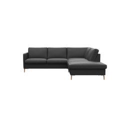 FLEXLUX Ecksofa &raquo;Fiore, L-Form, super bequem durch Kaltschaum im Sitz&laquo; schmale Armlehnen, F&uuml;&szlig;e Alu/Eiche, B/T 234/225 cm schwarz 100% Echteder
