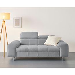 COTTA 2-Sitzer &raquo;Chef&laquo; Big-Sofa mit Kopfteilverstellung, edle Metallkufen grau Softlux -Kunstleder;NaturLeder (echtes Rindsleder);Luxus-Microfaser (100
