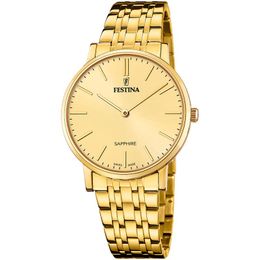 Festina Herren Quarzuhr Armbanduhr, Damenuhr, Herrenuhr, Swiss Made, Edelstahlarmband, analog gold