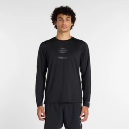 New Balance 'Reflective Poly Long Sleeve T-Shirt'. Herren Gr&ouml;&szlig;e M schwarz
