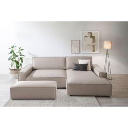 Home Affaire Polsterecke &raquo;SHERWOOD XXL tief, L-Form, Schlaffunktion, Bigsofa, Cord, Leinenoptik&laquo; stellbar zum Schlafsofa (Krokodilverbinder), Cord, 