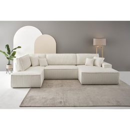 OTTO home Wohnlandschaft &raquo;FINNLEY U-Form XXL 329 cm - OTTO. Verl&auml;ssliche Qualit&auml;t.&laquo; Schlafsofa, Bettkasten, in Boucl&eacute;, Struktur fein und Mega Cord 