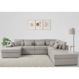 OTTO home Wohnlandschaft &raquo;Florid U-Form&laquo; 6 Teile, bestehend aus Modulen, viele Bezugsqualit&auml;ten, auch in Cord beige Baumwollmix (60% Baumwolle/40% 