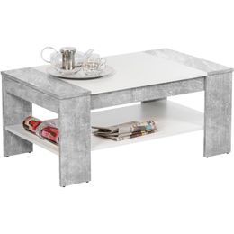 Stolkom Couchtisch &raquo;Finley mit Ablageboden, Eiche Sonoma Wei&szlig;, BxHxT 100x44x58 cm&laquo; Couchtisch, OTTOs Choice, Schubladenfront mit Lamellen-Optik, Couchtisch 