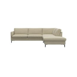 FLEXLUX Ecksofa &raquo;Fiore, super Sitzkomfort durch Kaltschaum im Sitz, L-Form&laquo; schmale Armlehnen, F&uuml;&szlig;e Alu+schwarz beige 100% Polyester