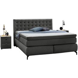 Jockenh&ouml;fer Boxspringbett &raquo;Jessica inklusive 9cm Kaltschaum-Topper&laquo; und 7-Zonen-TTFK-Matratze (H3,H3/H4 oder H4), Liegefl&auml;che 180x200cm grau Bezug Bett: 100% 