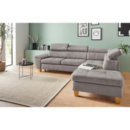 exxpo - sofa fashion Ecksofa &raquo;Enya, hoher Sitzkomfort, Breite 266cm, bequem, 12cm hohe F&uuml;&szlig;e, L-Form&laquo; mit Kopfteilverstellung, wahlweise Bettfunktion u