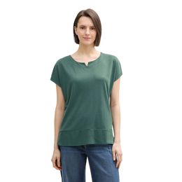 Tom Tailor Damen Tom Tailor T-Shirt mit geschlitztem Rundhalsaussschnitt gr&uuml;n XS (34)