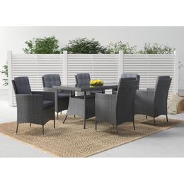 Konifera Garten-Essgruppe &raquo;Korfu&laquo; Set, 6x Sessel, 1xTisch: 150x80x73,5 cm, inkl. Auflagen, inkl. Schutzh&uuml;lle, 13 Stk. tlg. Tischplatte aus 