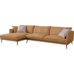 Egoitaliano Ecksofa &raquo;Sophia, Designsofa mit extrakomfortablem Sitzkomfort, Breite 274cm&laquo; mit Daunenfederung, L-Form braun Leder NUVOLE (Echtes Rindsleder). 