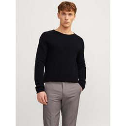 Jack & Jones Jack & Jones Herren Rundhalspullover &raquo;JJEHILL Einfarbiger Pullover mit angenehmem Tragegef&uuml;hl&laquo; unifarben, modisch, schmal, Baumwolle, Rundhals schwarz