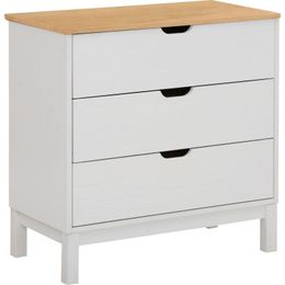 OTTO home Kommode &raquo;Post&laquo; aus massivem Kiefernholz, mit Stauraumm&ouml;glichkeiten, Breite 76 cm beige Massivholz
