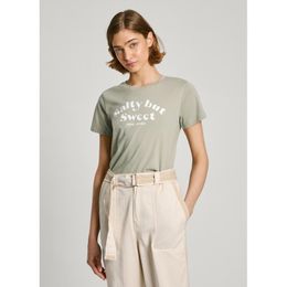 Pepe Jeans Damen T-Shirt &raquo;EFFIE&laquo; bedruckt, Rundhals gr&uuml;n S