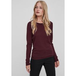 V&eacute;ro Moda Vero Moda Damen Rundhalspullover &raquo;VMCARE STRUCTURE LS O-NECK BLOUSE&laquo; aus Bio-Baumwolle rot XS