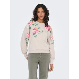 Only Damen Only Sweatshirt &raquo;ONLBROOKE L/S O-NECK FLOWER SWT&laquo;, Baumwollmischung, regular fit 3XL