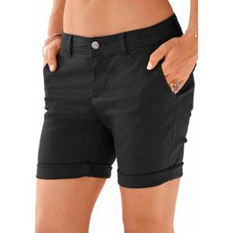 Lascana Damen Lascana Bermudas zum Krempeln, aus elastischer Baumwolle, kurze Hose, Shorts schwarz 42, N-Gr