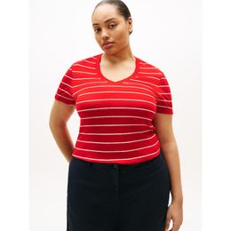 Tommy Hilfiger Curve Damen V-Shirt &raquo;CRV SLIM CODY V-NK SS&laquo; in gro&szlig;en Gr&ouml;&szlig;en 48