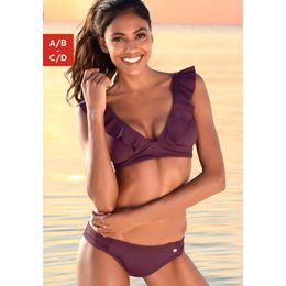 JETTE Damen JETTE Triangel-Bikini mit Volant rot 34, Cup C/D