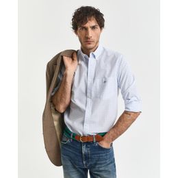 Gant Herren Langarmhemd &raquo;REG POPLIN GINGHAM SHIRT&laquo; mit Logostickerei auf der Brust blau S, N-Gr