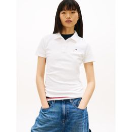 Tommy Jeans Damen Poloshirt &raquo;TJW SLIM ESSENTIAL POLO SS&laquo; mit Logostickerei beige M (38)