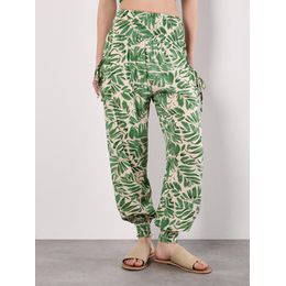Apricot Tropical Leaf Print Tapered Joggers ' ' Damen Gr&ouml;&szlig;e 34 gr&uuml;n