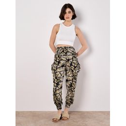 Apricot Tropical Leaf Print Tapered Joggers ' ' Damen Gr&ouml;&szlig;e 40 navy
