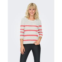 Only Damen Only Strickpullover &raquo;ONLGEENA XO L/S PULLOVER KNT NOOS&laquo; Materialmix, regular fit wei&szlig; L