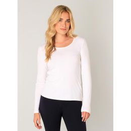 Base Level Damen Langarmshirt mit Rundhalsausschnitt wei&szlig; 42