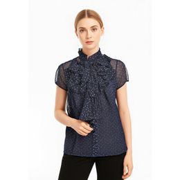 Saint Tropez Damen R&uuml;schenbluse &raquo;LiljaSZ Crinkle SS Shirt&laquo; Kunstfaser, Regular fit blau XS