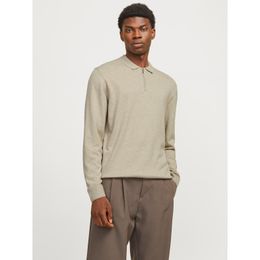 Jack & Jones Jack & Jones Herren Polokragenpullover &raquo;JJEEMIL KNIT POLO HALF ZIP LS NOOS&laquo; mit Polo Kragen beige S