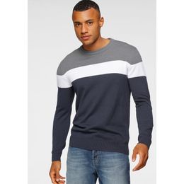 H.I.S. H.I.S Herren Rundhalspullover &raquo;neue Farben!&laquo; Colorblocking, in leichter Strickqualit&auml;t grau S (44/46)