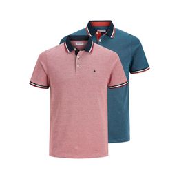 Jack & Jones Jack & Jones Herren Poloshirt &raquo;JJEPAULOS im Doppelpack mit Logostickerei und Komfort&laquo; Packung, 2er-Pack, 2 Stk. unifarben mit Farbeinsatz, modisch, 