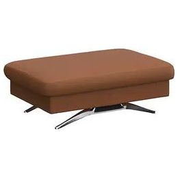 Pouf FLEXLUX "Glow Sitzhocker, Polsterhocker", braun (modern cognac braun), B:95cm H:81cm T:65cm, Leder, Poufs, Pouf, Hocker mit Stauraum, Fu&szlig; Alu
