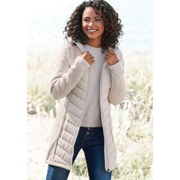 Vivance Damen Steppjacke mit Kapuze mit Strickfleece-&Auml;rmeln beige 42