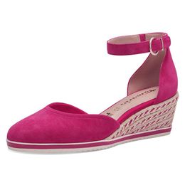Tamaris Damen Keilpumps , Keilabsatz, Schlupfschuh, Riemchensandale mit modischem Jute-Besatz pink 36