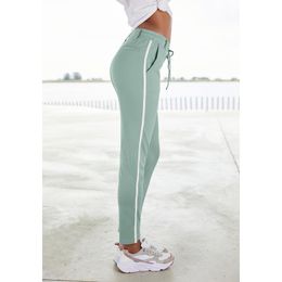 Lascana Damen Lascana Jogger Pants mit sportlichen Seitenstreifen, Loungewear gr&uuml;n 32, N-Gr