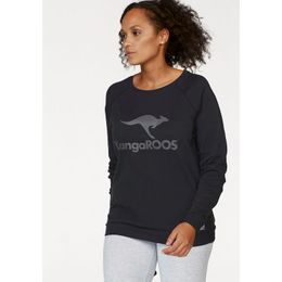 Kangaroos Damen Kangaroos Sweatshirt, Langarm, figurumspielender Schnitt, mit Print, Rundhalsausschnitt schwarz 48/50