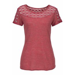 Vivance Damen Kurzarmshirt &raquo;mit weicher H&auml;kelspitze&laquo; aus weicher Qualit&auml;t mit Leinen rosa 44/46