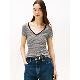 Tommy Jeans Damen T-Shirt &raquo;TJW SLIM ESSENTIAL RIB V SS&laquo; mit gerippter Struktur L (40)