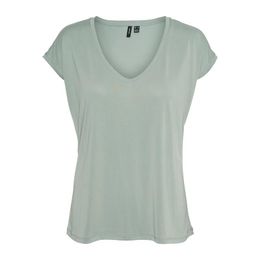 V&eacute;ro Moda Vero Moda Damen V-Shirt &raquo;VMFILLI SS V-NECK TEE GA NOOS&laquo; Materialmix, relaxed fit grau M