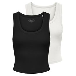 Only Damen Only Tanktop &raquo;ONLEASY S/L TANK TOP JRS 2 PACK&laquo; Packung, 2 tlg. Baumwollmischung, regular fit wei&szlig; M (38)