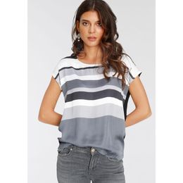 Laura Scott Damen Shirtbluse in modischem Streifen-Design grau 42