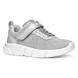 Geox M&auml;dchen Sneaker &raquo;J ARIL GIRL&laquo; , Knitwear Sneaker, Klettschuh mit glitzerndem Klettriegel silber 38