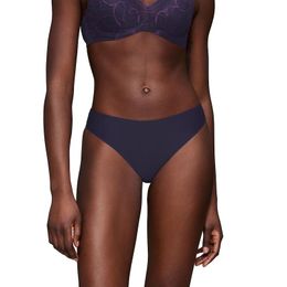 Triumph Damen Slip &raquo;Body Make-Up Illusion Lace&laquo; florale Stretch-Spitze, hoher Beinausschnitt, weiche Microfaser blau 46