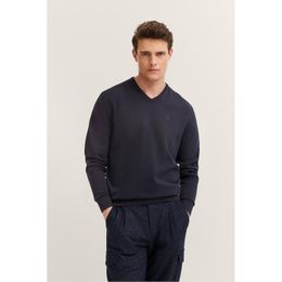 Bugatti Herren Bugatti Rundhalspullover &raquo;Basic Essential&laquo; aus reine Baumwolle blau 3XL