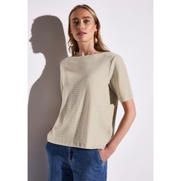 Street One Damen Street One T-Shirt mit feiner Struktur beige 36